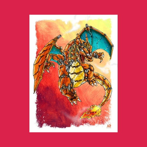 Poster Mécha Dracaufeu par JBriand – Pokémon revisité – Pixel Culture